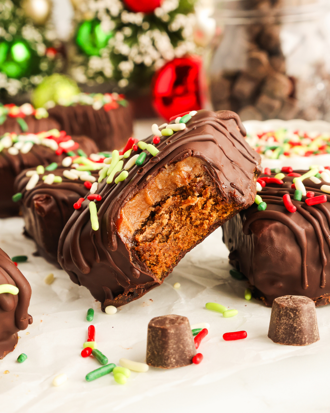 Gingerbread Twix Cookie Squares - Colorful Superfoodie
