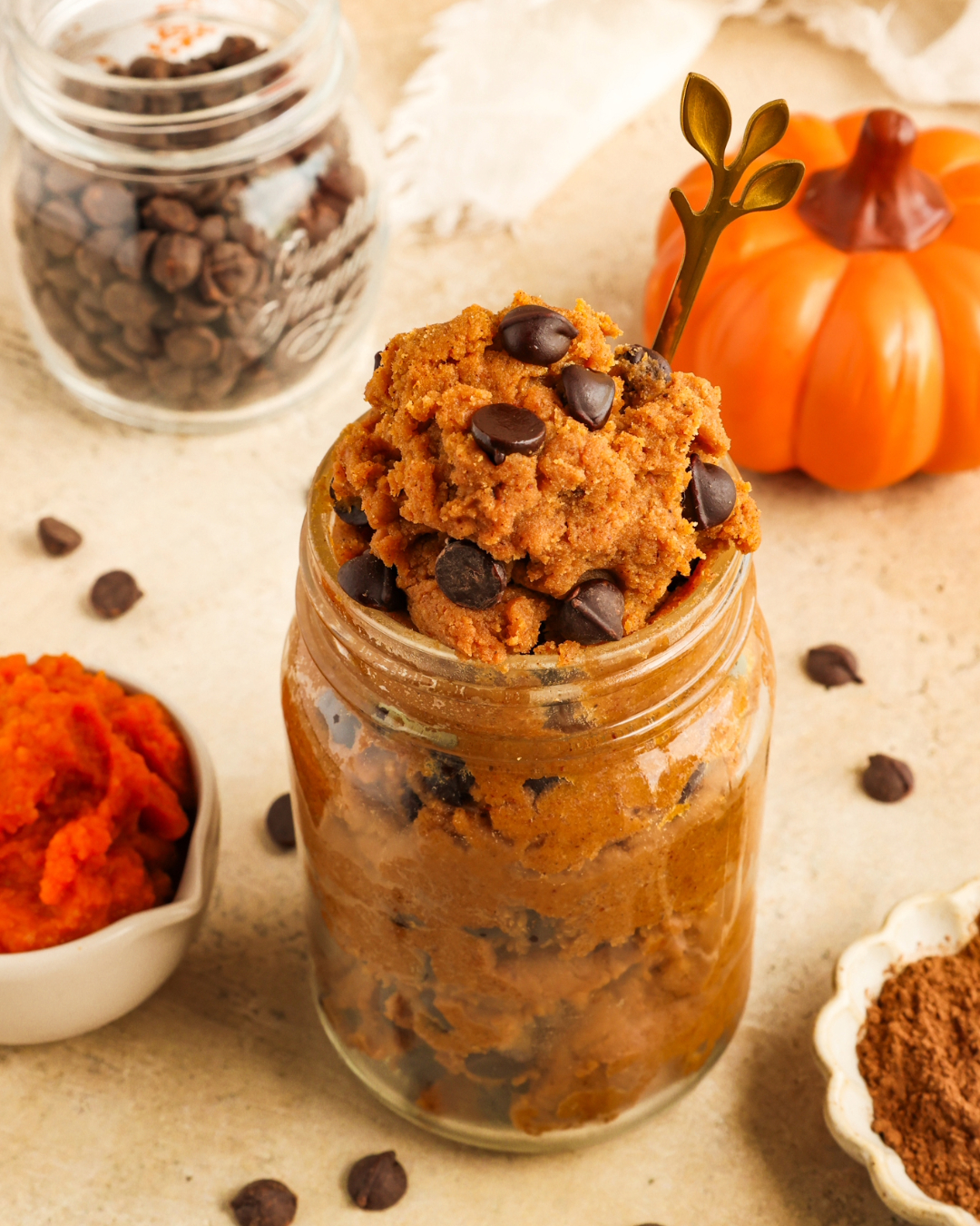 Edible Pumpkin Chocolate Chip Cookie Dough - Colorful Superfoodie